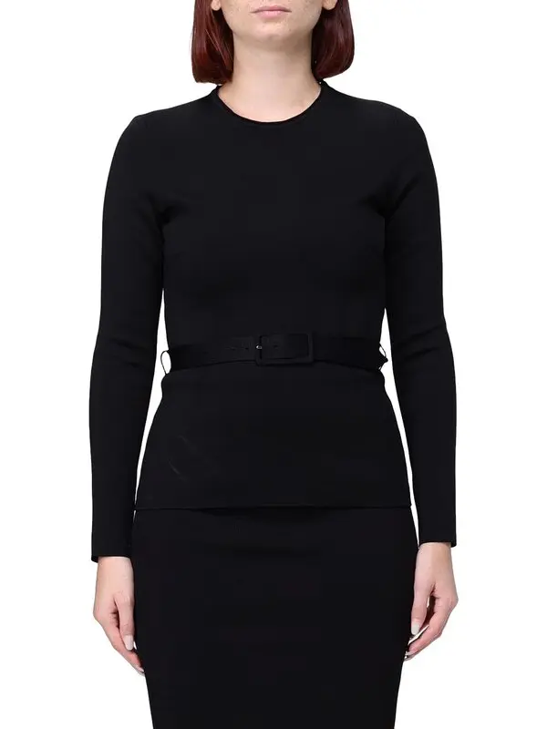 TOM FORD Slim Fit Long-sleeved Viscose Top With Waist Belt - Black