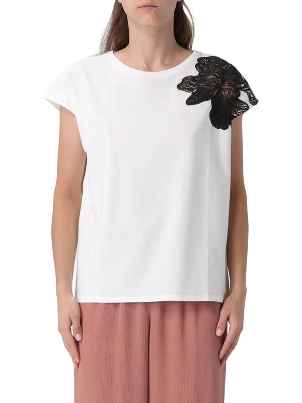Patrizia Pepe T-shirt With Lace Appliqu - White