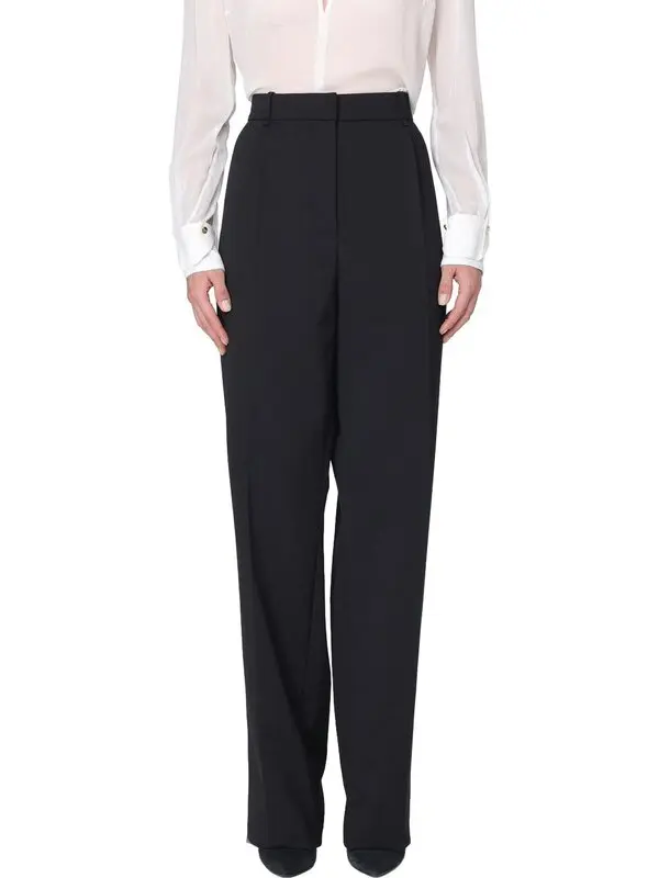 Elisabetta Franchi High-waisted Straight-leg Trousers In Wool Gabardine - Black