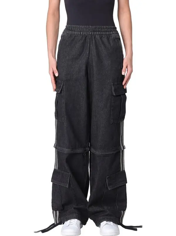 ADIDAS ORIGINALS Wide-leg Cotton Denim Cargo Trousers - Black