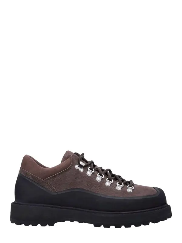 Diemme Cornaro Lace-up Ankle Boots In Grained Leather With Lug Sole - Brown