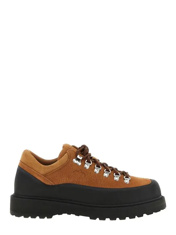 Diemme Cornaro Lace-up Ankle Boots In Grained Leather With Lug Sole - Earth