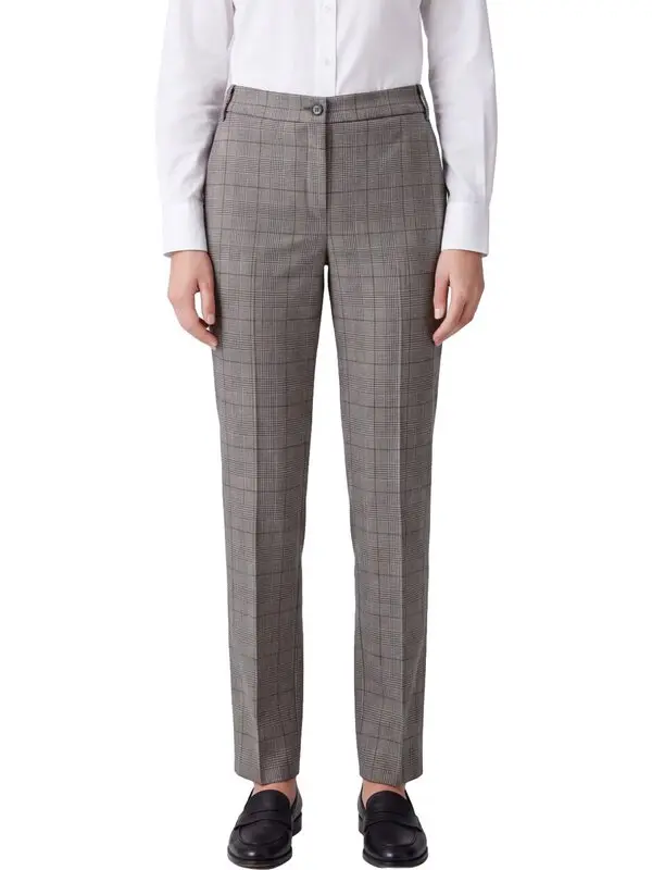 Pinko Pinstriped Slim Fit Wool Blend Chino Trousers - Beige