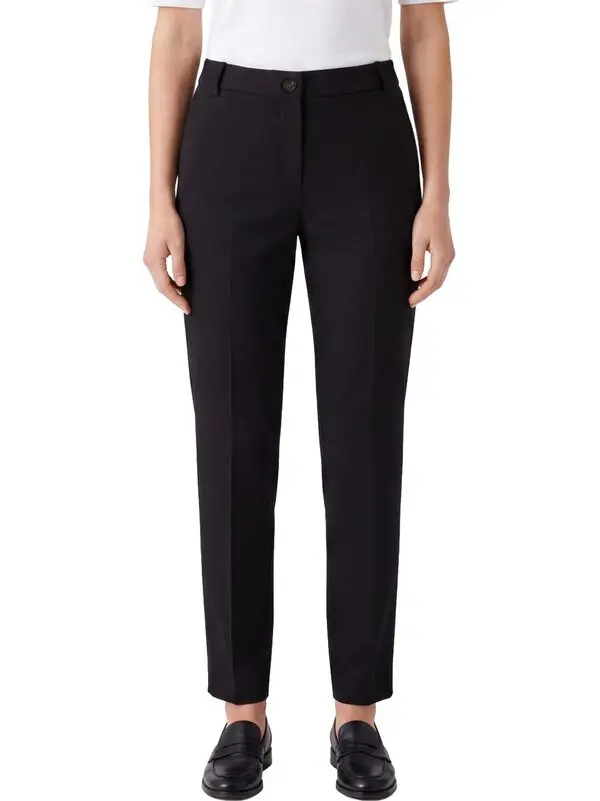 Pinko Slim Fit Stretch Crêpe Chino Trousers With A Mid-rise Waist - Black