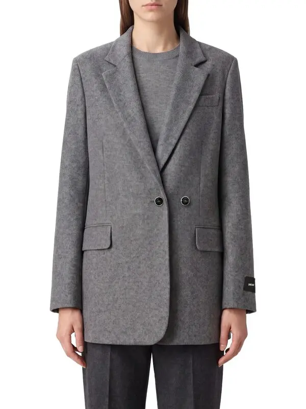 Pinko Double-breasted Wool Blend Blazer With Notch Lapels - Grey