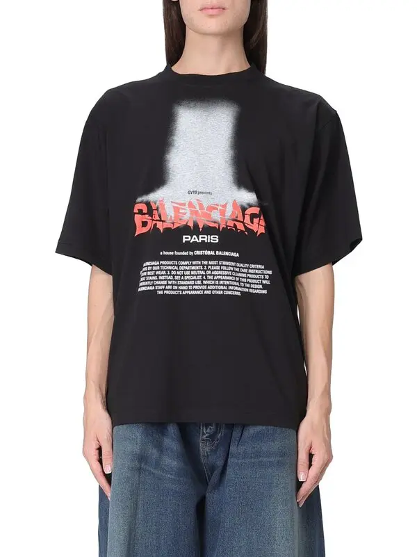 Balenciaga Relaxed Fit Cotton T-shirt With Graffiti Print - Black