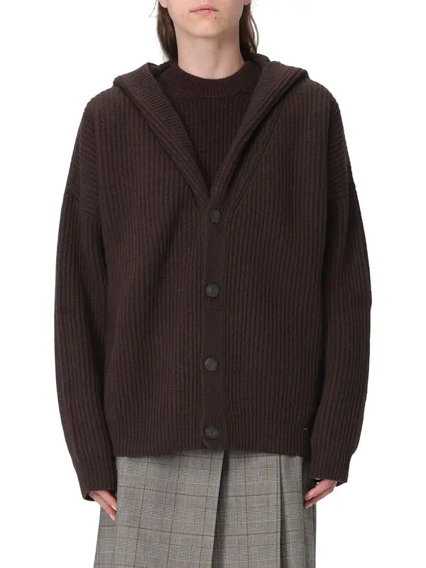 DONDUP Hooded Wool V-neck Cardigan - Brown