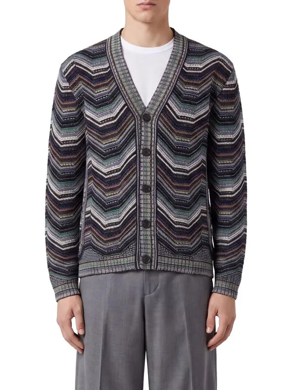 Missoni Zig-zag Wool Blend V-neck Cardigan - Multicolor