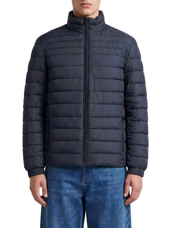BOSS Quilted Recycled Technical Fabric Short Puffer Jacket - Blue