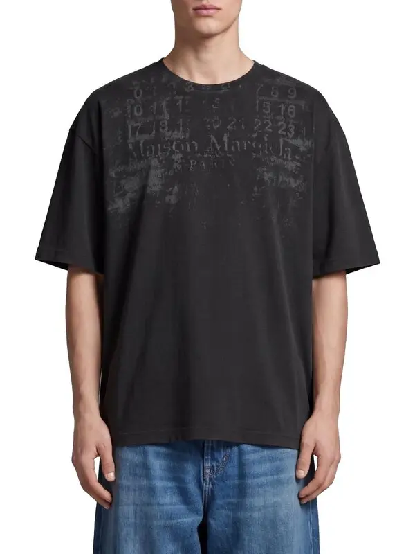 MAISON MARGIELA Relaxed Fit Cotton T-shirt With Numeric Logo - Black