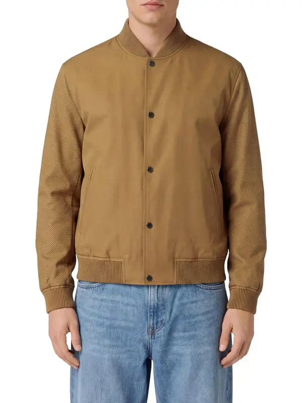 BOSS Technical Fabric Varsity Bomber Jacket - Beige