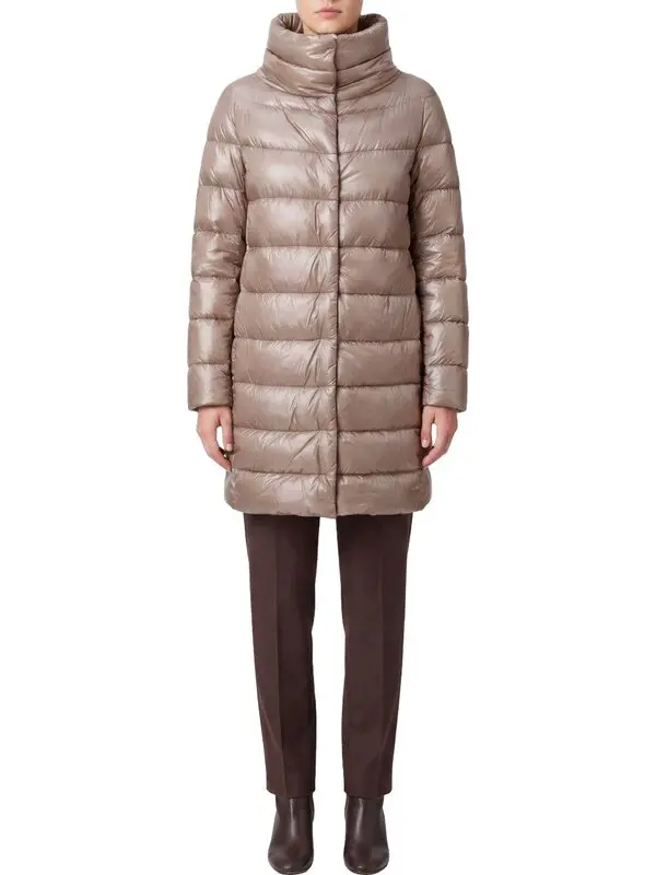 Herno Dora Long Ultralight Nylon Puffer Coat - Beige
