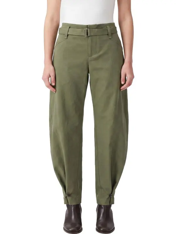 SEMICOUTURE High-waisted Wide-leg Stretch-cotton Trousers - Green