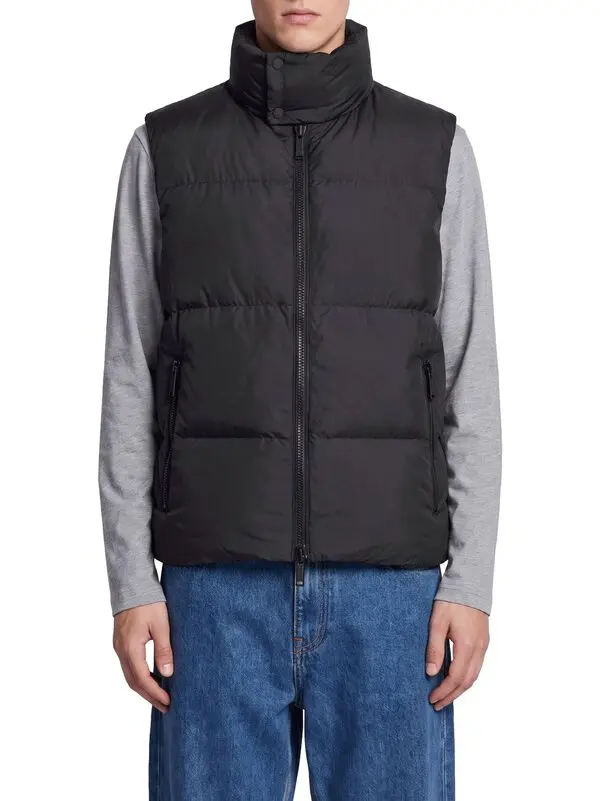 Dsquared2 Slim Fit Padded Nylon Gilet With High Neck And Logo - Black