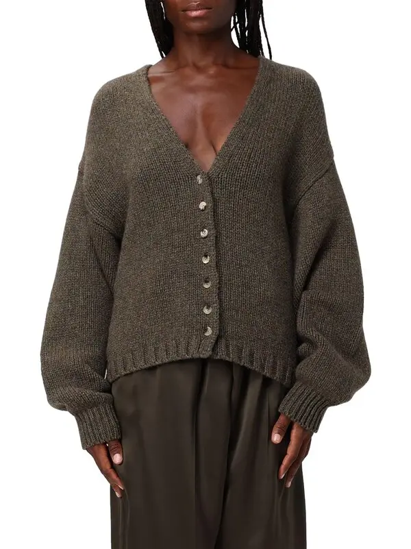 Khaite Pure Cashmere Deep V-neck Cardigan - Green