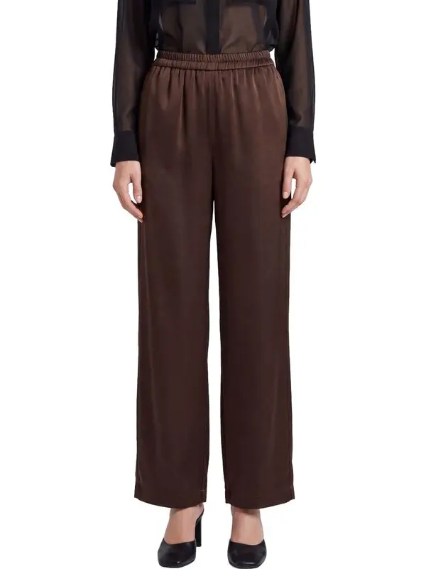 TWINSET High-waisted Satin Straight-leg Trousers - Brown
