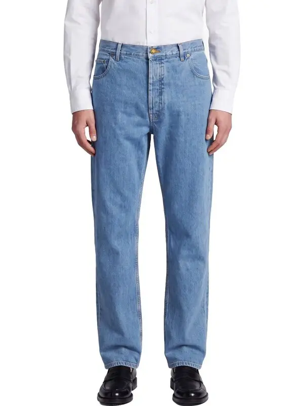 Thom Browne Straight Fit Cotton Denim Jeans - Blue
