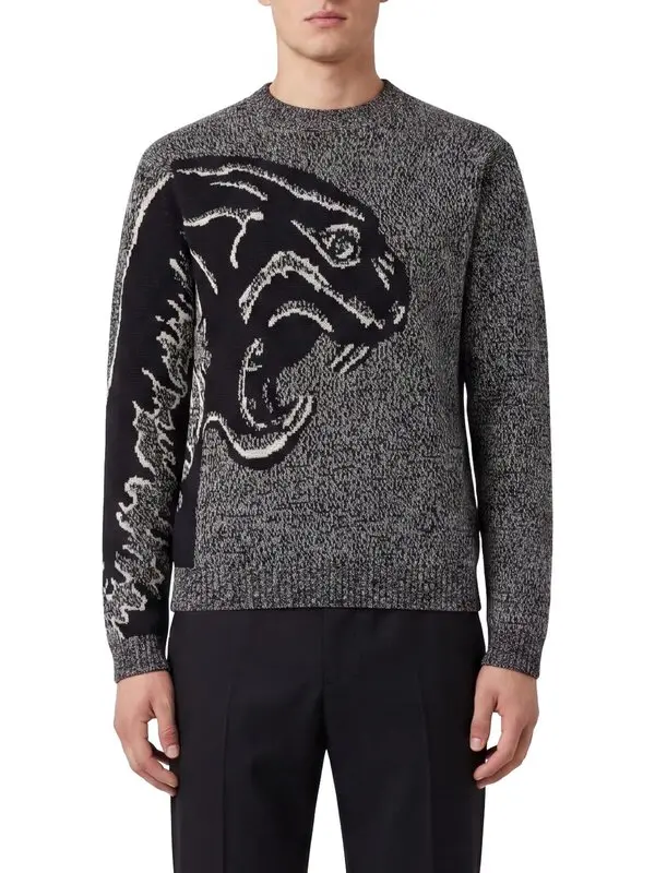 Valentino Garavani Animal Print Wool And Cotton Jumper - White
