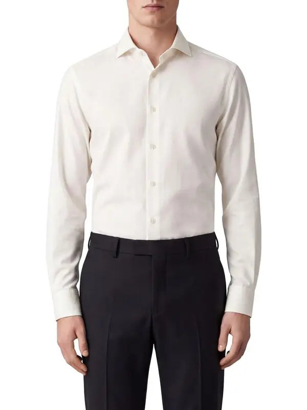 BOSS Slim-fit Stretch-cotton Shirt With French Collar - White