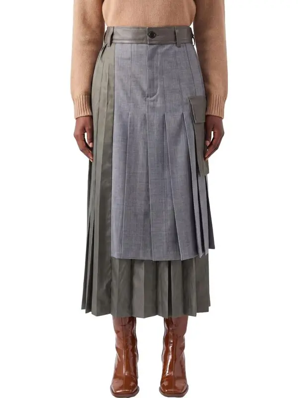 Sacai Asymmetrical Midi Skirt - Grey