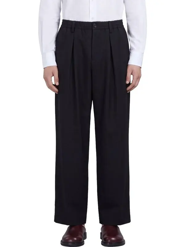 Marni Wide-leg Virgin Wool Pleated Trousers - Black