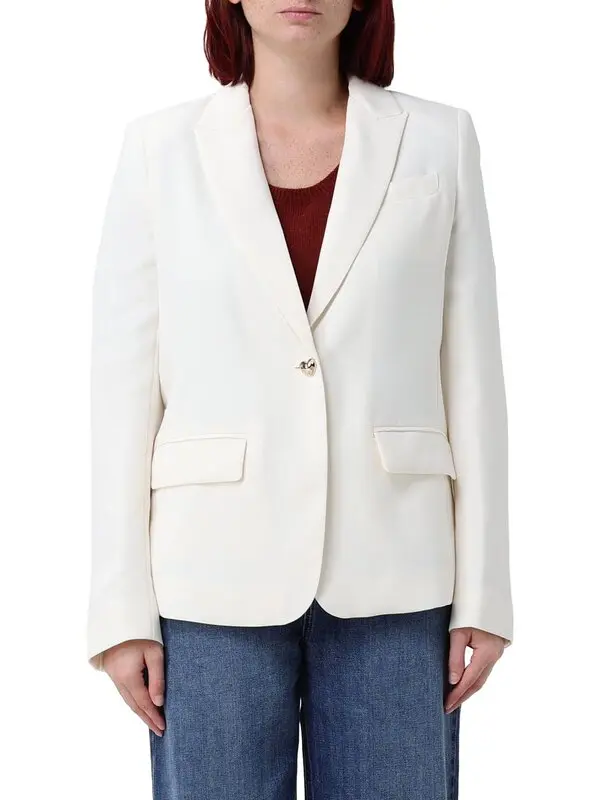 TWINSET Cropped Slim Fit Crêpe Blazer With Single-button Closure And Lapels - White