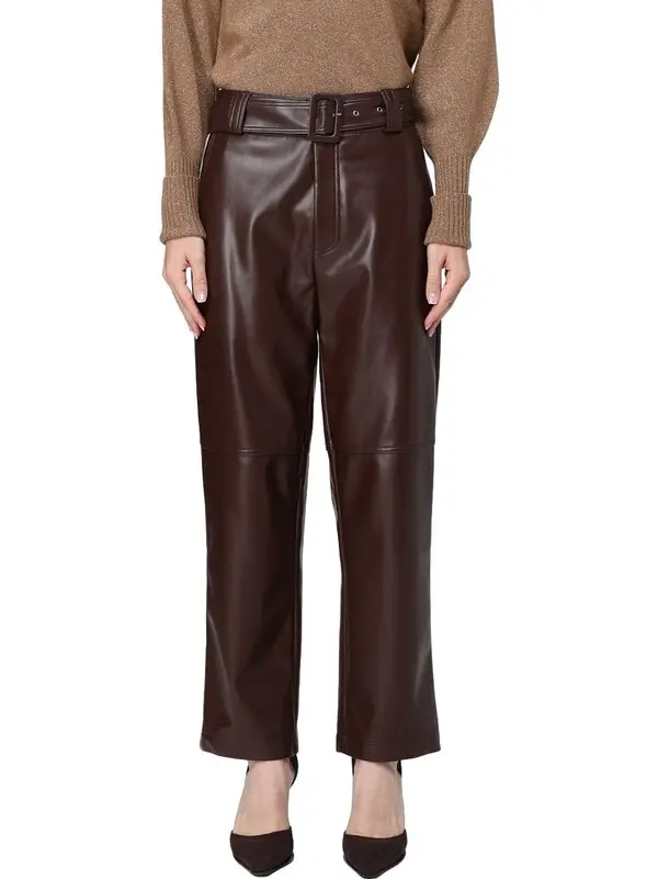 TWINSET High-waisted Faux Leather Cropped Trousers - Brown