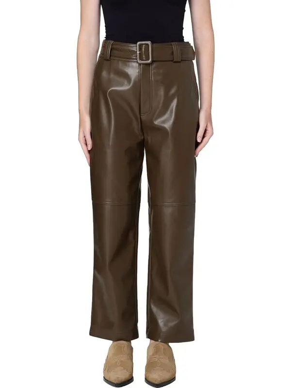 TWINSET High-waisted Faux Leather Cropped Trousers - Green