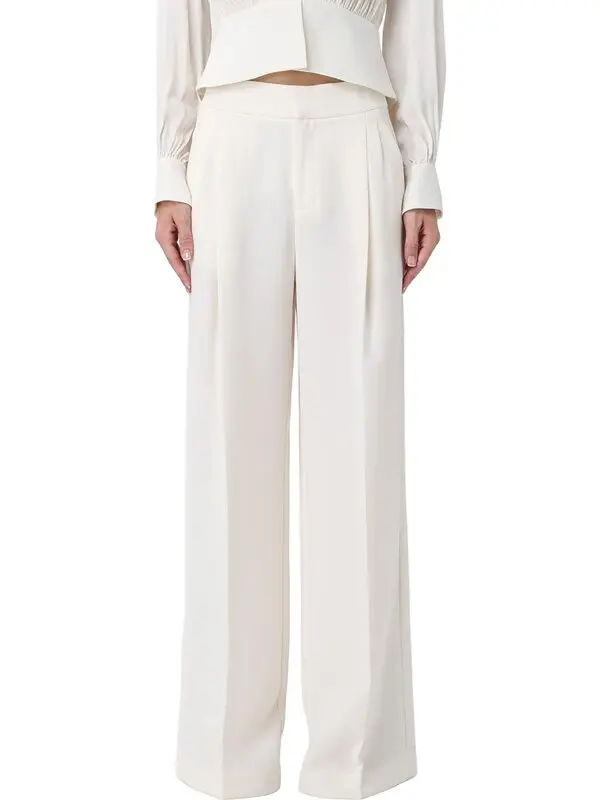 TWINSET High-waisted Wide-leg Crêpe Trousers - Pearl