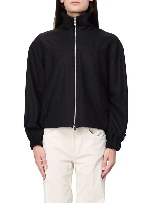 Pinko Relaxed Fit High Neck Wool Blend Bomber Jacket - Brown