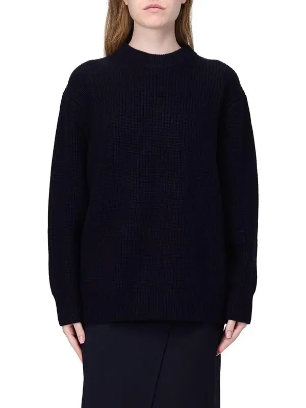 Pinko Relaxed Fit Wool Crewneck Jumper With Dropped Shoulders - Blue