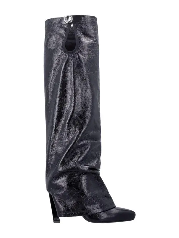 Attico Leather Ballerina Flats - Black