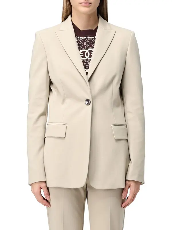 Pinko Single-breasted Crêpe Blazer - Beige