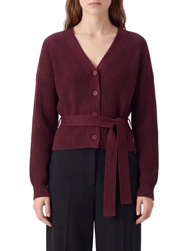 DONDUP Pure Wool V-neck Cardigan With Epaulettes And Button Closure - Red