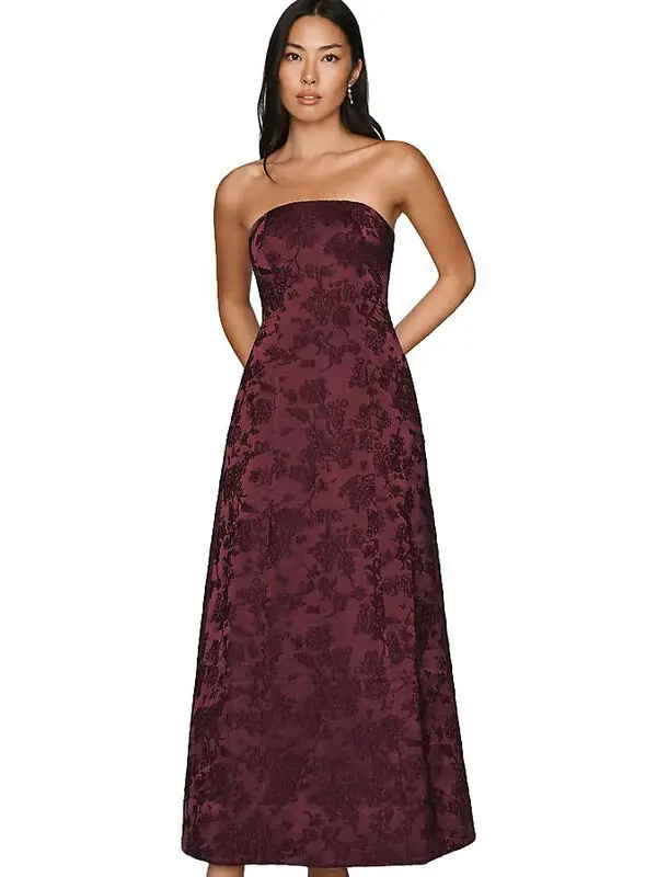 MARE MARE Piper Jacquard Maxi Dress - Deep Red