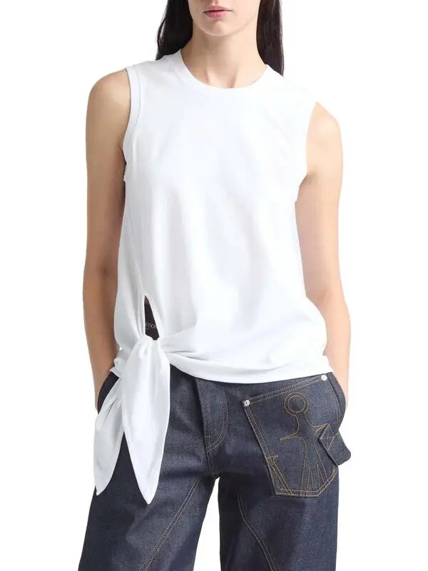 JW Anderson Tie Hem Cotton Tank - White