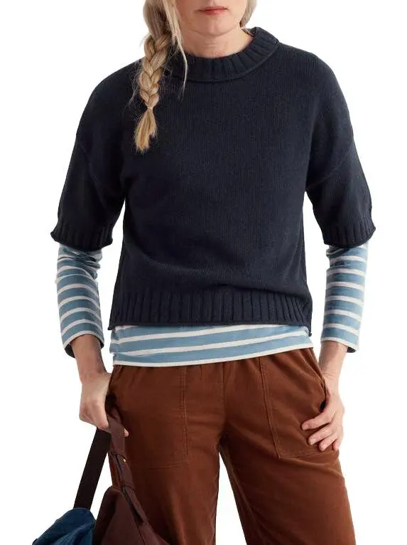 SEASALT CORNWALL Fistral Short Sleeve Sweater - Maritime