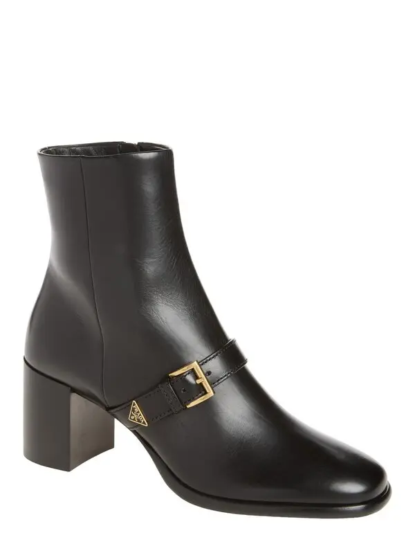 Prada Block Heel Ankle Bootie - Nero