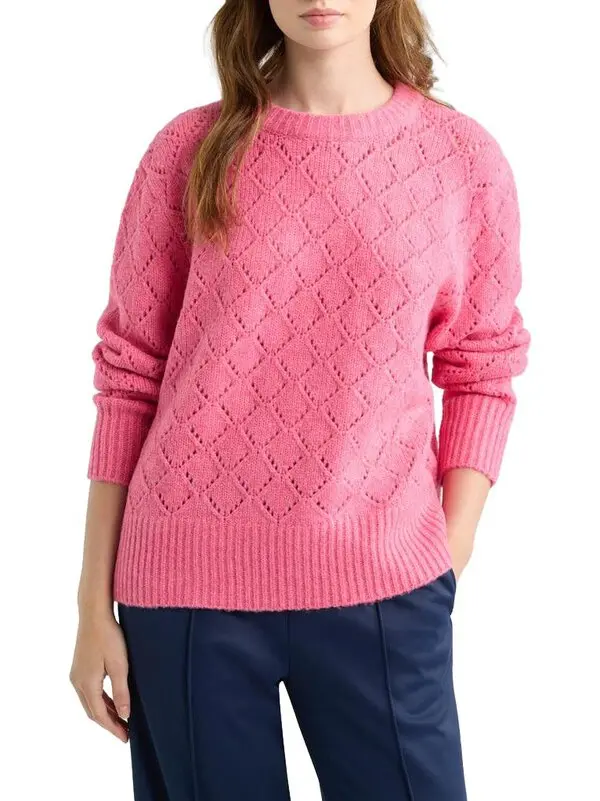 Deluc Pointelle Crewneck Sweater - Fuchsia