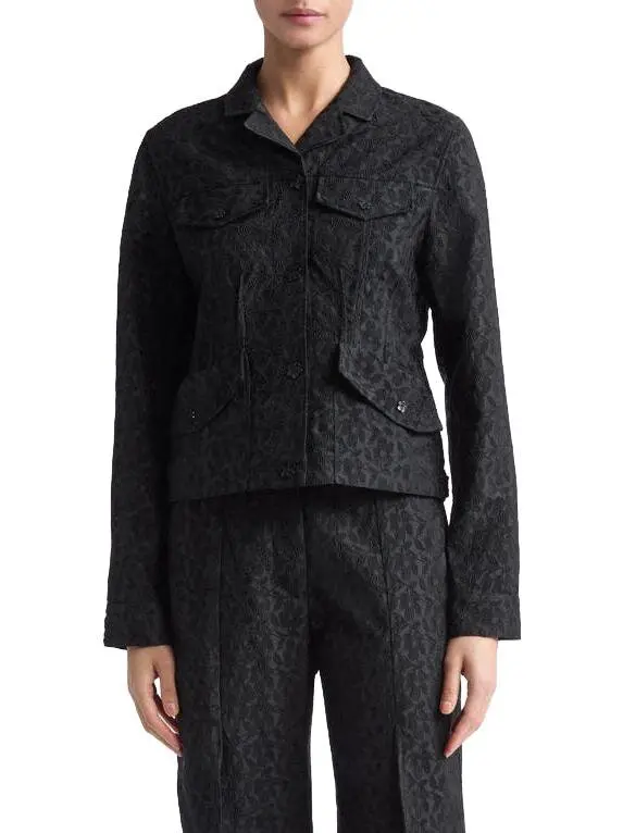 Cecilie Bahnsen Cbclover" Floral Jacquard Jacket - Black