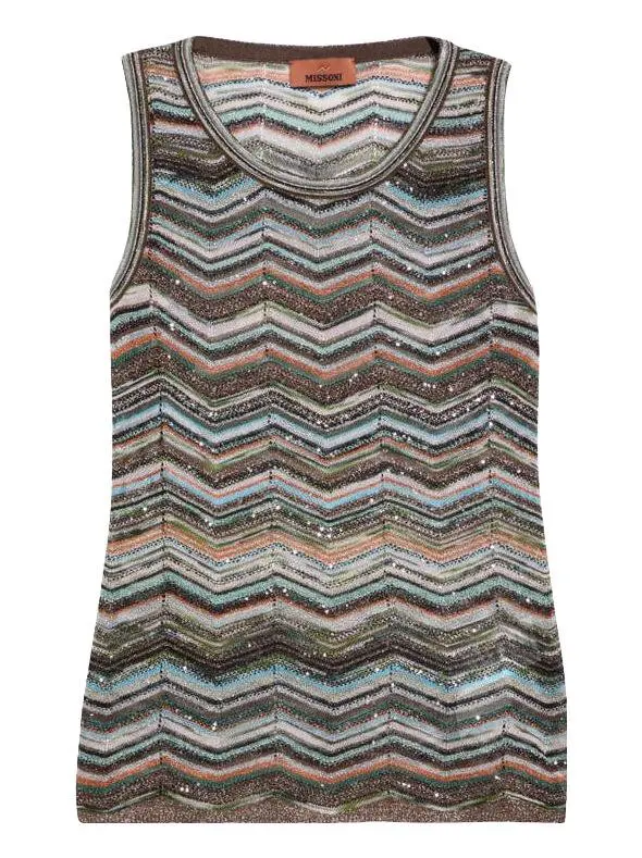 Missoni Sequin Metallic Jacquard Sleeveless Sweater - Smspo