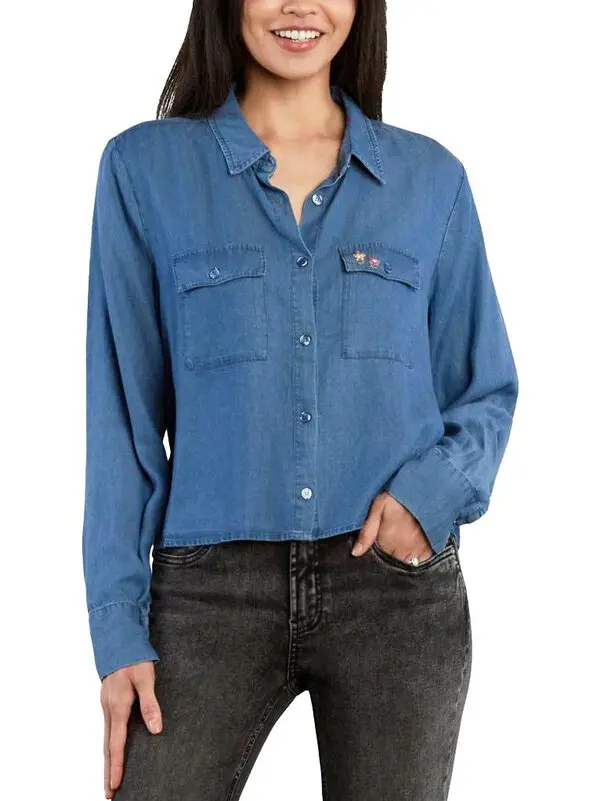 BILLY T Darling Embroidered Denim Shirt - Blue Haze