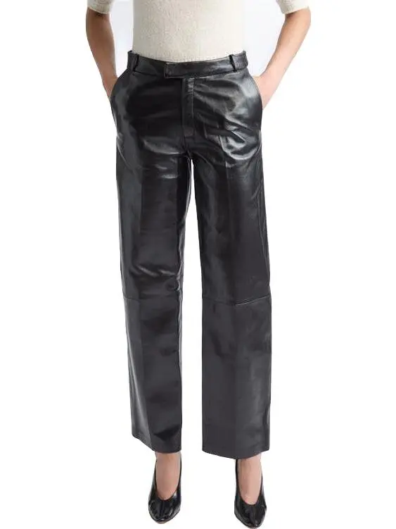 ARMA Straight Leg Lambskin Leather Pants - Black