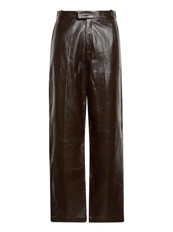 ARMA Straight Leg Lambskin Leather Pants - Coffee Bean