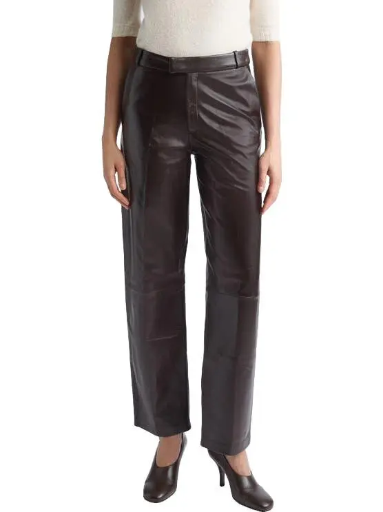 ARMA Straight Leg Lambskin Leather Pants - Coffee Bean