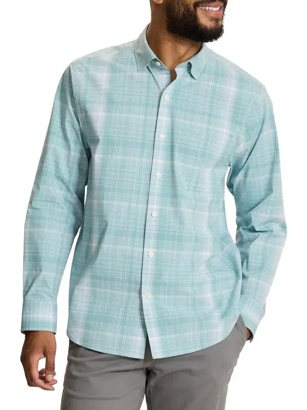 Tommy Bahama Sarasota Stretch La Cumbre Plaid Long Sleeve Button Up Shirt - Blue Chaise