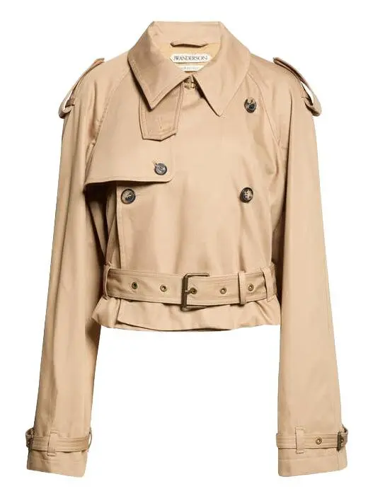JW Anderson Double Breasted Crop Trench Coat - Beige