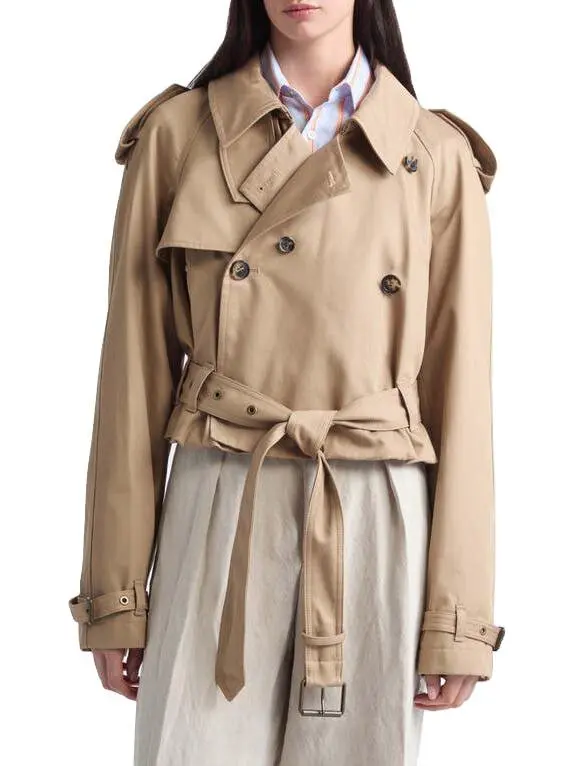 JW Anderson Double Breasted Crop Trench Coat - Beige