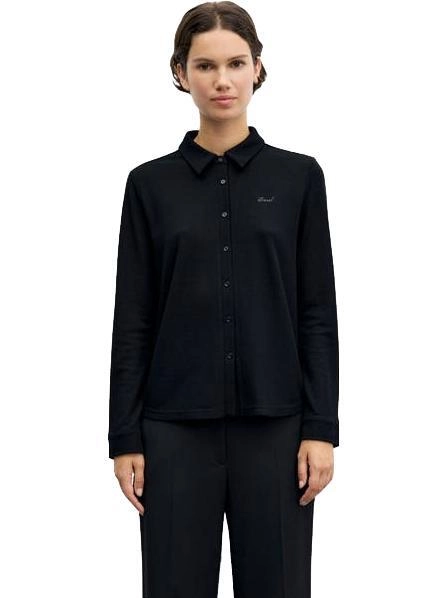 Gerard Darel Bambi Long Sleeve Knit Polo Shirt - Black