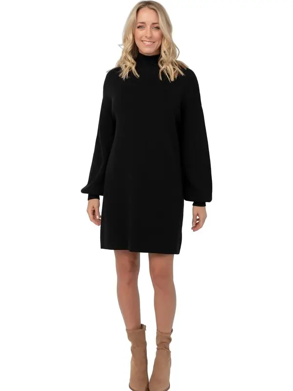 FLAT WHITE Harlow Sweater Dress - Black